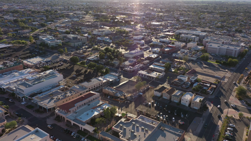 sunset aerial view downtown cityscape yuma Stock Footage Video (100% ...