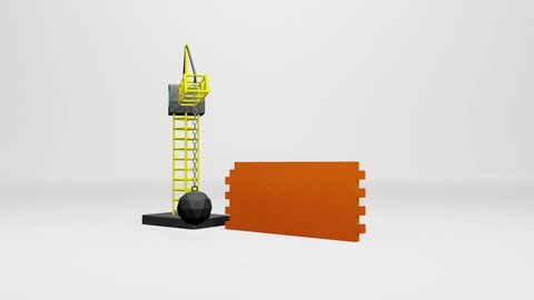 Demolition Crane Animation Motion Graphics Excavator Stock Footage ...