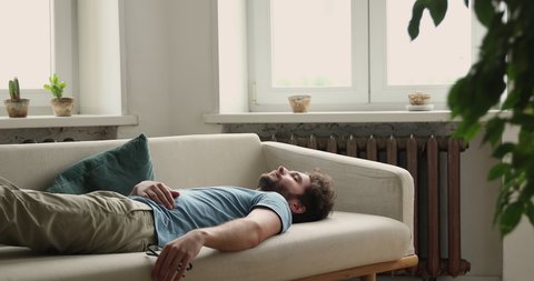 Young Single Man Sleeping Lying On Stock Footage Video (100% Royalty ...