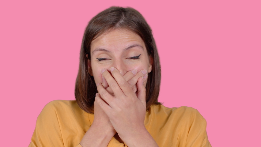 Woman Being Surprised Laughing Surprised Smiling Stock Footage Video ...