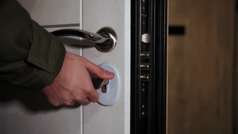 Man Turns Latch On Door Stock Footage Video (100% Royalty-free ...