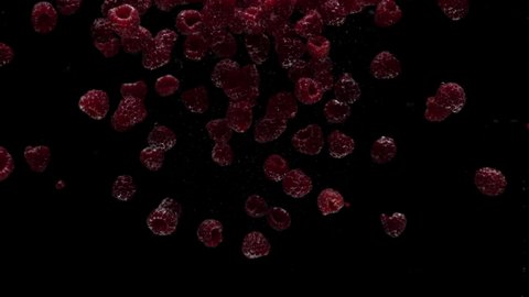 Slow Motion Raspberry Falling Into Transparent Stock Footage Video (100 ...