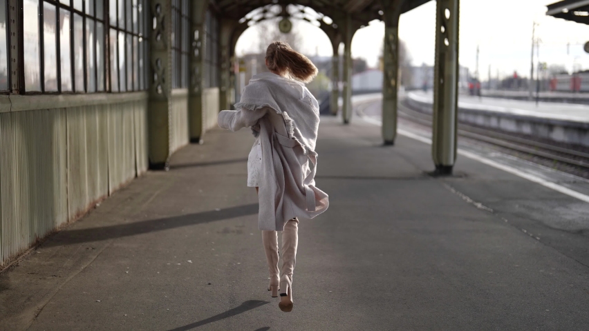 92 Woman running to catch train Stock Video Footage - 4K and HD Video ...