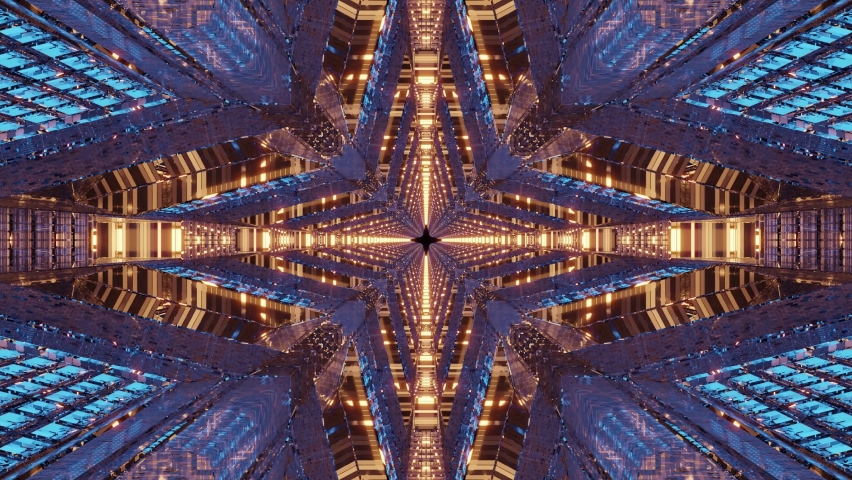 3d animated movement through quadrangular star Stock Footage Video (100 ...