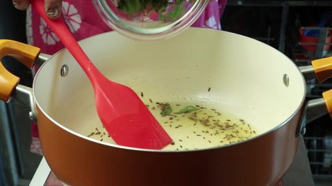 Preparing Tempering Food Flavours Inside Indian Stock Footage Video ...