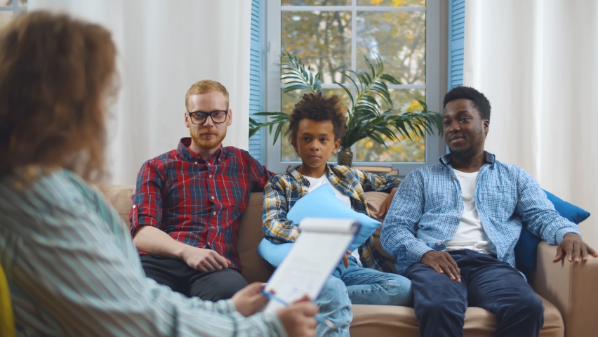 diverse male gay couple foster son Stock Footage Video (100% Royalty ...