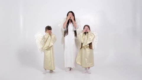 Family Mom Kids Angel Wings On Stock Footage Video (100% Royalty-free ...