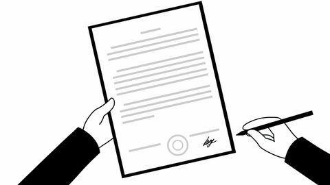 Animated Contract Signing Mans Hand Signs Stock Footage Video (100% ...