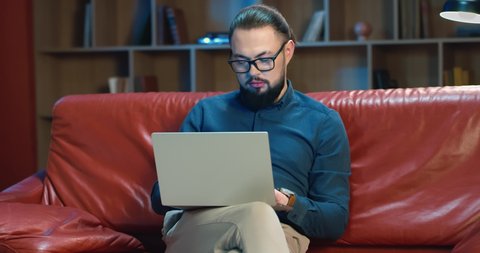 Young Successful Caucasian Programmer Long Hair Stock Footage Video ...