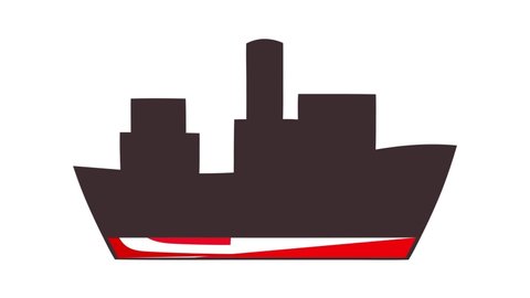 Red Cargo Ship Icon Animation Cartoon Stock Footage Video (100% Royalty ...