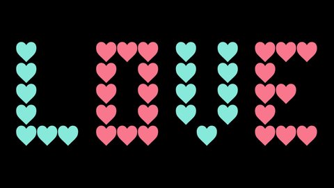 Animation Word Love Hearts Transparent Background Stock Footage Video ...