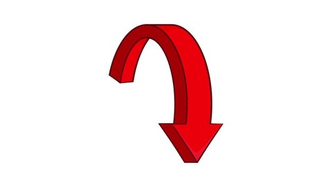 Red Curved Arrow Icon Animation Cartoon Stock Footage Video (100% ...