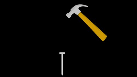 Animation Hammer Hitting Nail On Transparent Stock Footage Video (100% ...