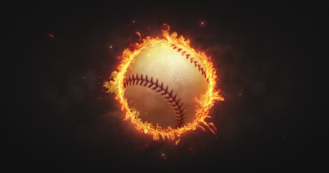 Rotating Baseball Ball Burning Fire Flames Stock Footage Video (100% ...
