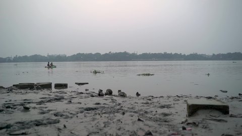 Banks River Ganges Low Tide Stock Footage Video (100% Royalty-free ...