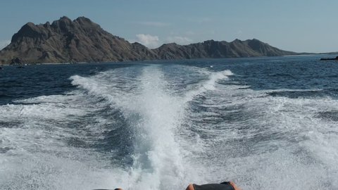 Water Splash Boat Leaving Island Stock Footage Video (100% Royalty-free ...