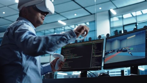 Industrial Software Developer Writing Code Testing Stock Footage Video ...