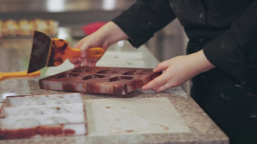 masterchef woman working her chocolate maker Stock Footage Video (100% ...