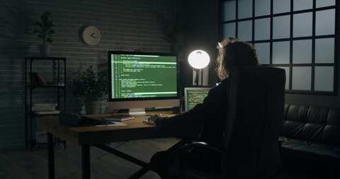 Programmer Using Computer Dark Room Stock Footage Video (100% Royalty ...