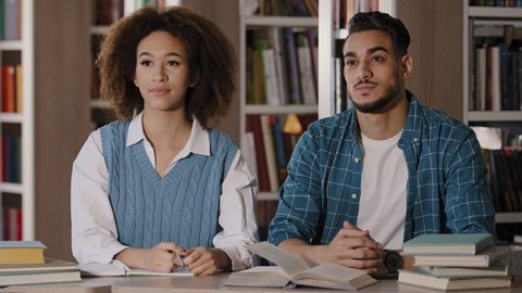 Two Students Sit Desk Classroom Lesson Stock Footage Video (100% ...