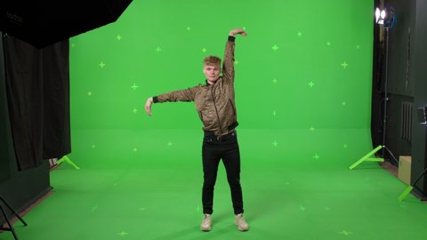 Young Man Dancing On Green Screen Stock Footage Video (100% Royalty ...