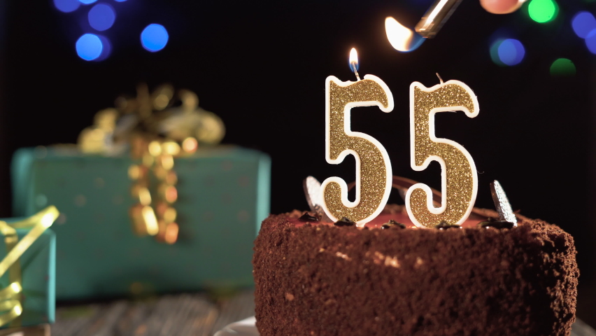 Birthday cake with candles 55 Stock Video Footage - 4K and HD Video ...