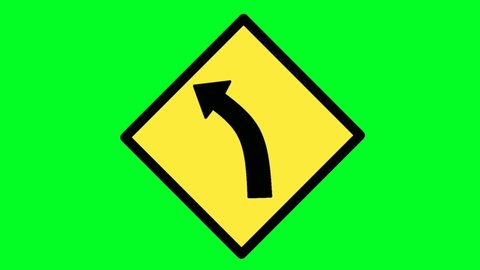 Animated Left Turn Traffic Sign Green Stock Footage Video (100% Royalty ...