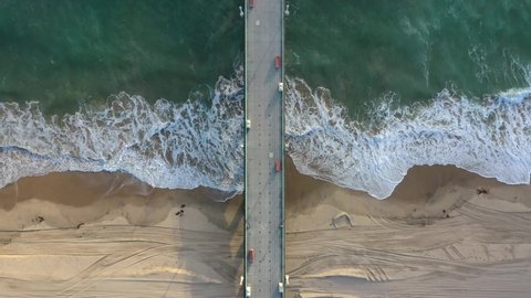 Top View Pier Ocean Waves Shoreline Stock Footage Video (100% Royalty ...