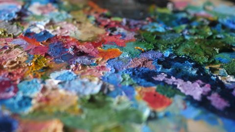 Rotating Paint Palette Oil Paints Art Stock Footage Video (100% Royalty ...