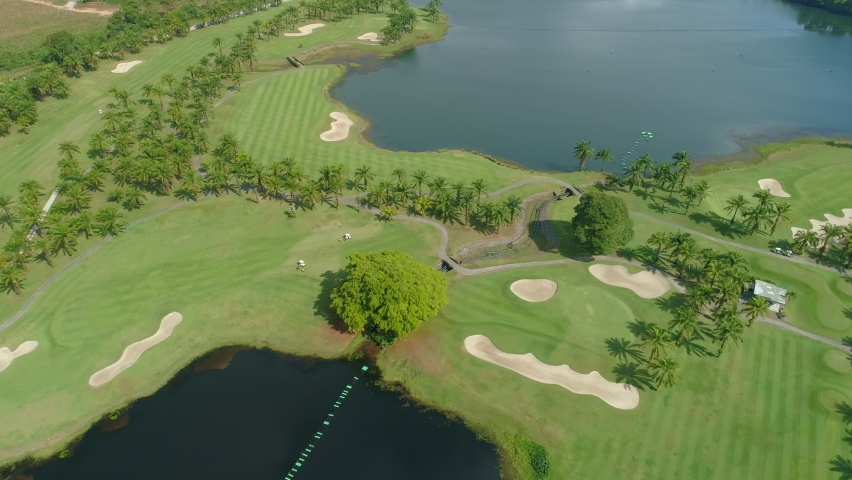 aerial view golf course putting green Stock Footage Video (100% Royalty ...