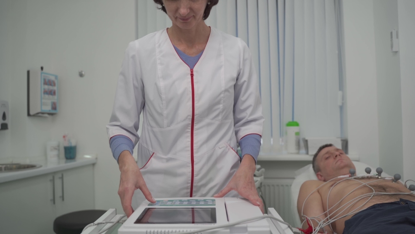 ecg concept woman doctor cardiologist doing Stock Footage Video (100% ...