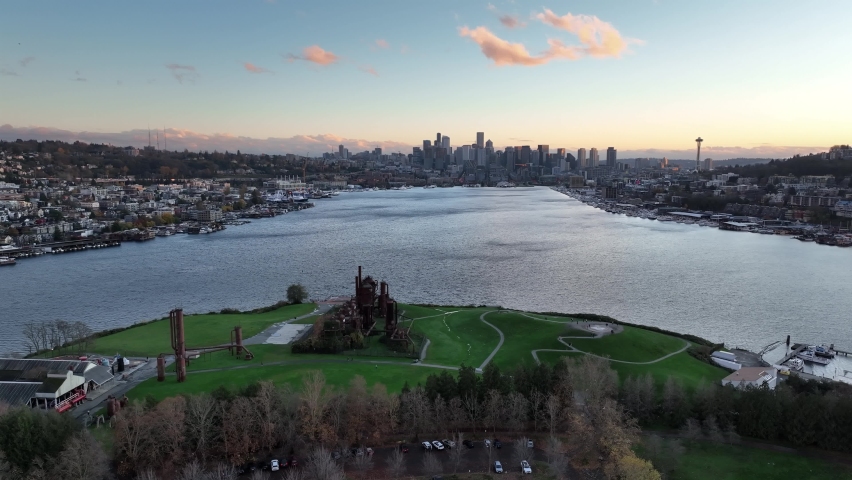 seattle gas works park sunset Stock Footage Video (100% Royalty-free ...