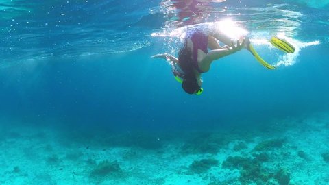 Underwater diving beautiful girl Stock Video Footage - 4K and HD Video ...