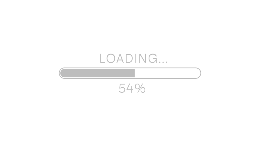 Progress loading bar screen animation video effect on black background ...