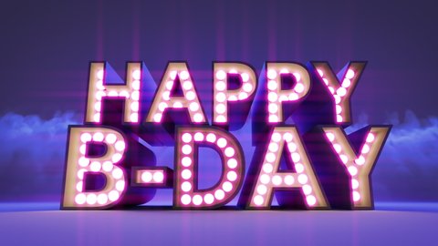 Beautiful Happy Birthday Sign Bright Glowing Stock Footage Video (100% ...