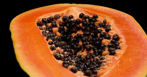 Macro Papaya Crosssection Rotating Isolated On Stock Footage Video (100 ...