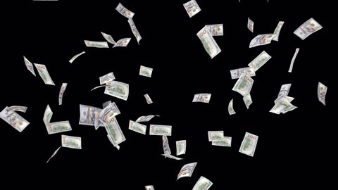 Money Realistic Explosion Alpha Channel 3d Stock Footage Video (100% ...