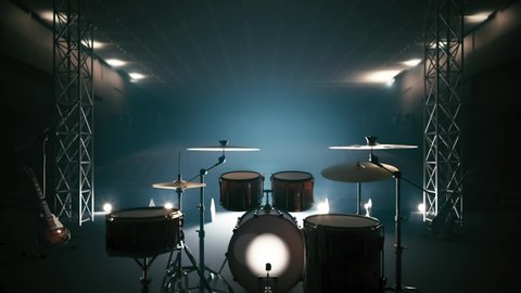 Musical Instruments On Empty Stage Silhouette Stock Footage Video (100% ...