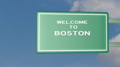 3d Welcome Boston Sign On Highway Stock Footage Video (100% Royalty ...