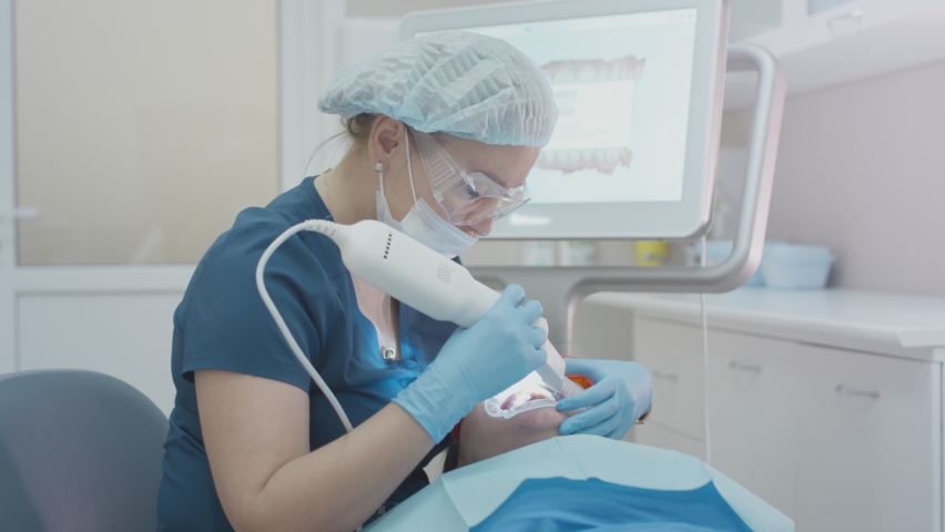 Orthodontist Using 3d Intraoral Scanner Scanning Stock Footage Video ...