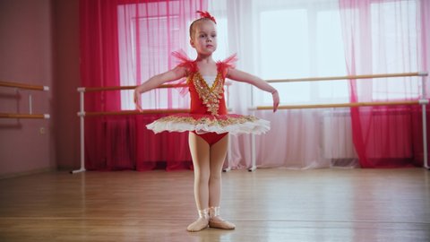 Little Girl Red Dress Stands Ballet Stock Footage Video (100% Royalty ...
