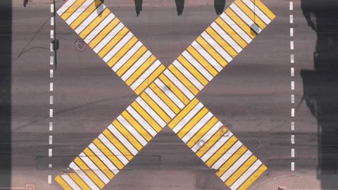 Top View Transport Crossing Diagonal Crossroad Stock Footage Video (100 ...