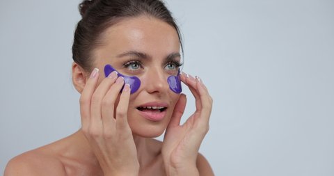 Portrait Young Woman Violet Patches On Stock Footage Video (100% ...