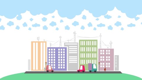 City Panorama Animated Graphics Urban Environment Stock Footage Video ...