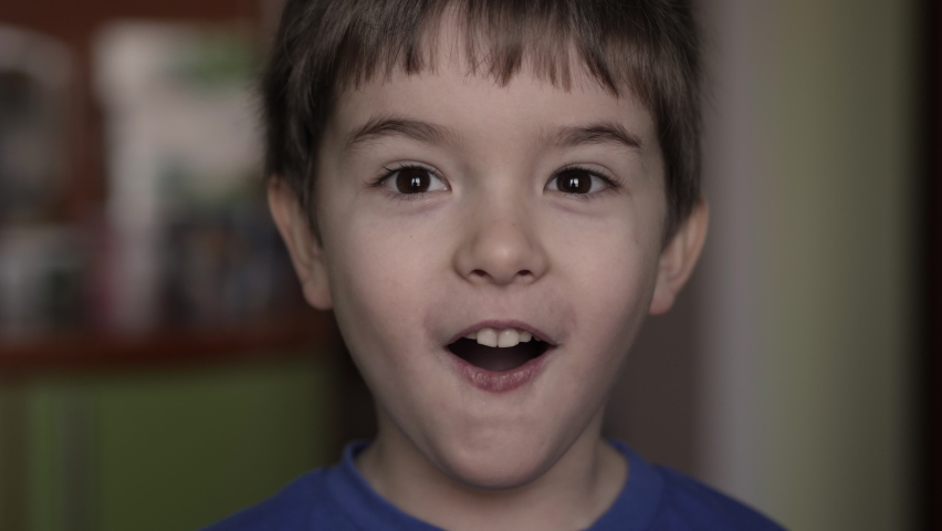 kid looks surprised happy receive surprise Stock Footage Video (100% ...