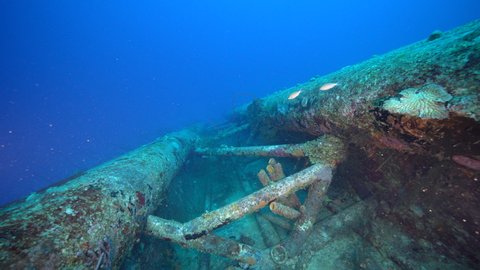 Seascape Wrecked Pontoon Coral Sponge Coral Stock Footage Video (100% ...