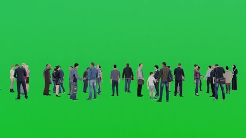 Back View 3d Crowd On Green Stock Footage Video (100% Royalty-free ...