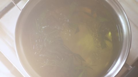 Cannabis Hemp While Boiling Pot Making Stock Footage Video (100% ...