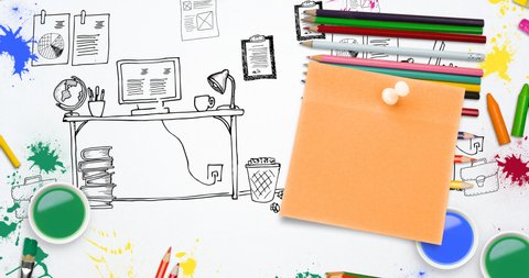 Animation Memo Note Copy Space Over Stock Footage Video (100% Royalty ...