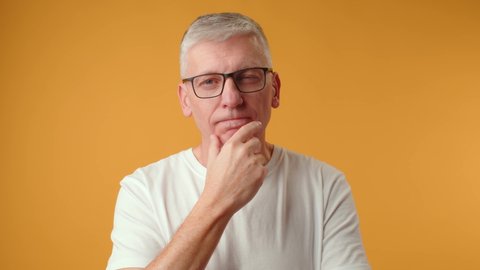 Middle Age Handsome Greyhaired Man Thinking Stock Footage Video (100% ...